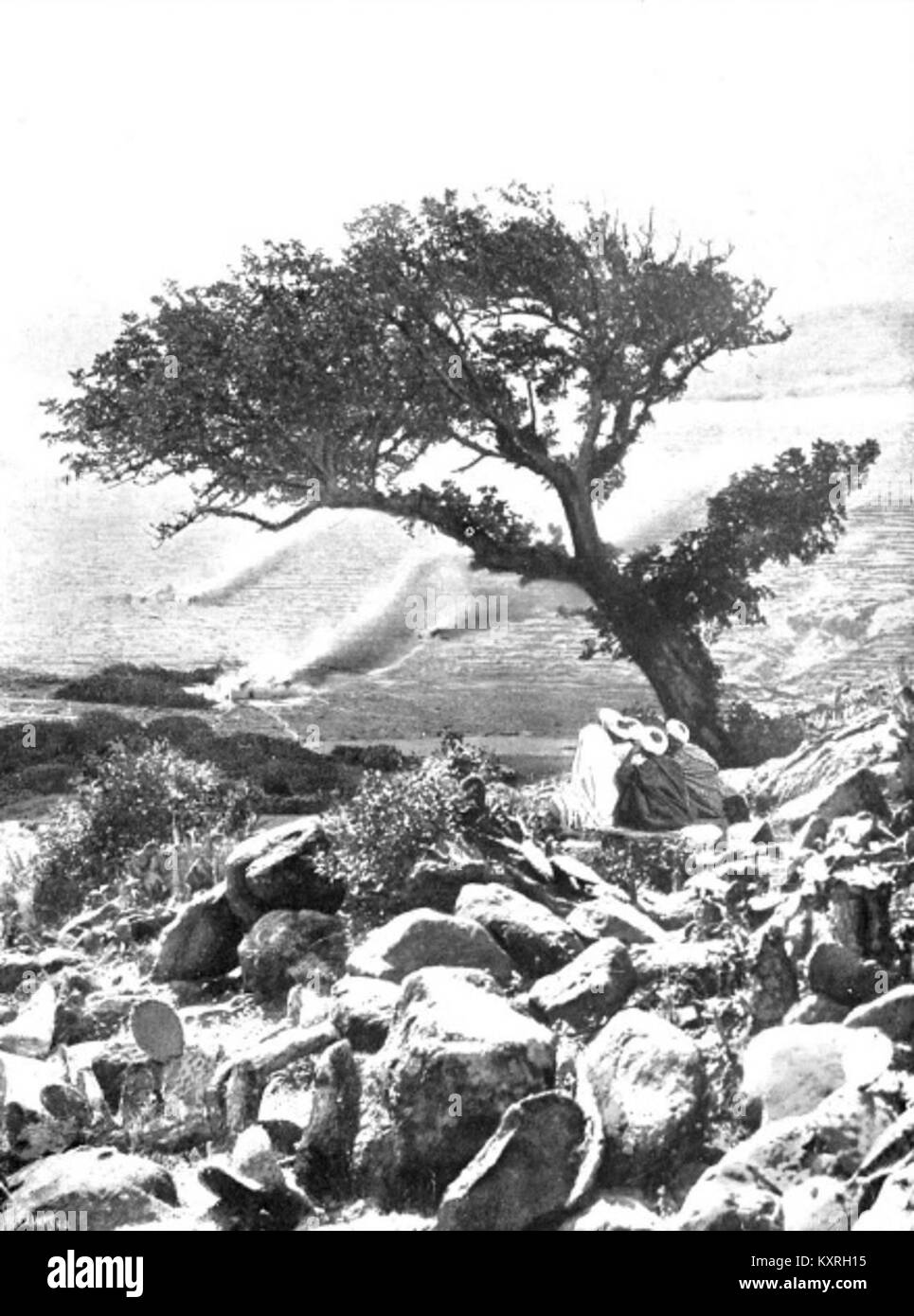 A 1912 photograph showing a burned Moroccan hamlet, documenting the ...