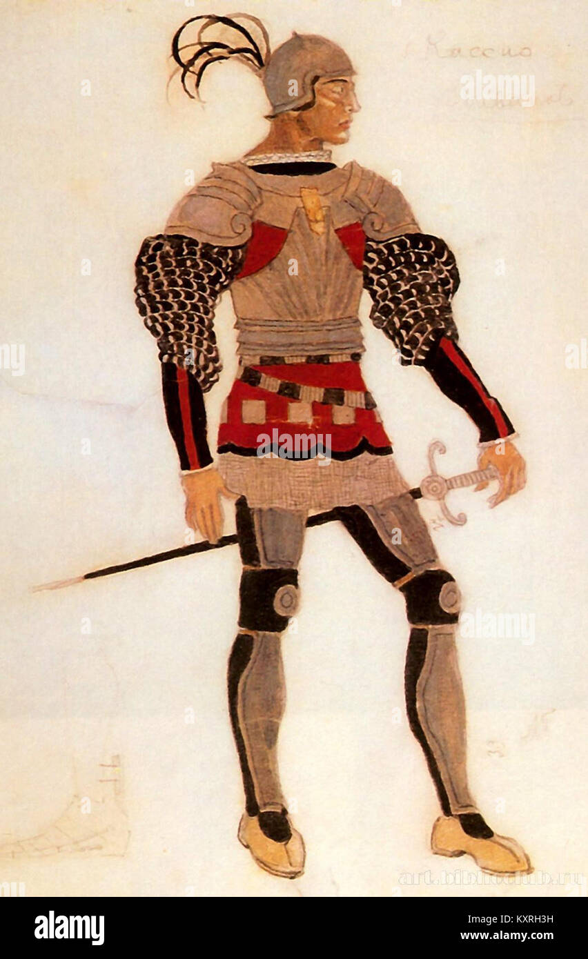 A costume design for the character Cassio in Othello, created by A ...