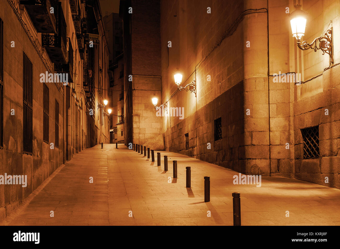 Charming old city pedestrian street, Madrid, Spain Stock Photo - Alamy