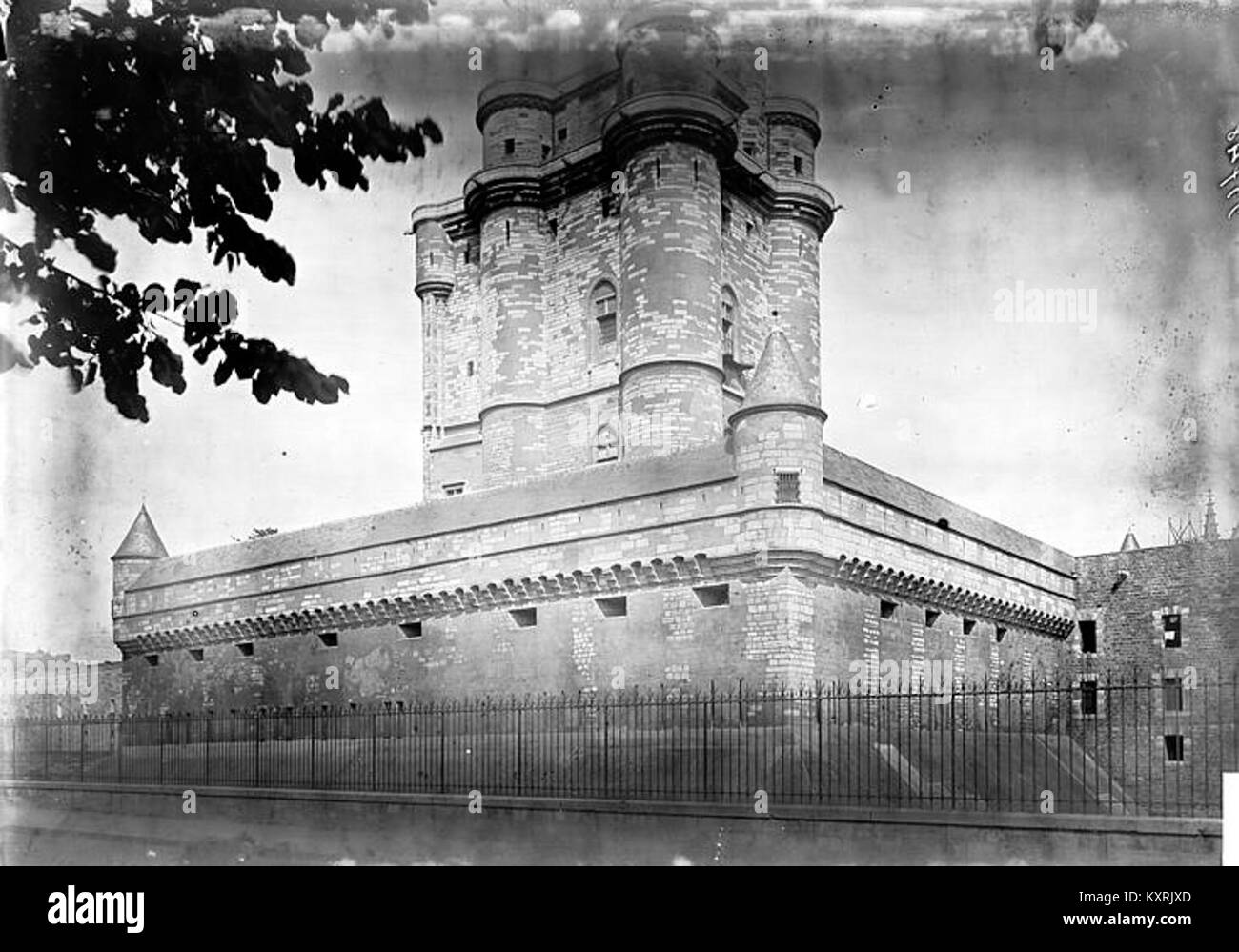 A historic photograph of the Château de Vincennes Donjon in France ...