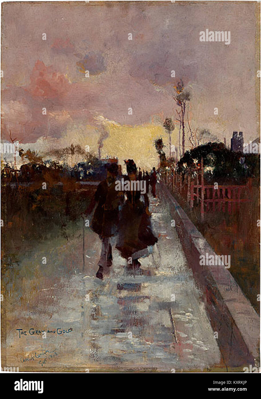 Painting 'Going Home' by Charles Conder, completed in 1889. The artwork ...