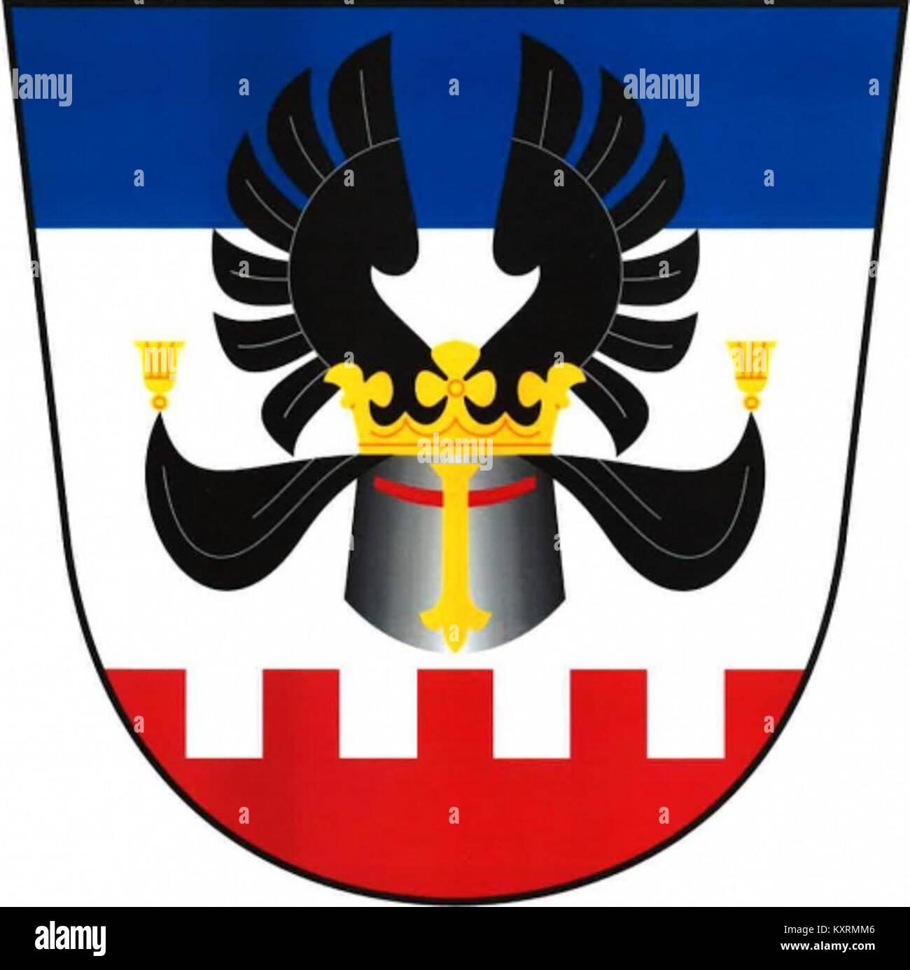 The coat of arms for Christ PM features a shield divided into quarters ...