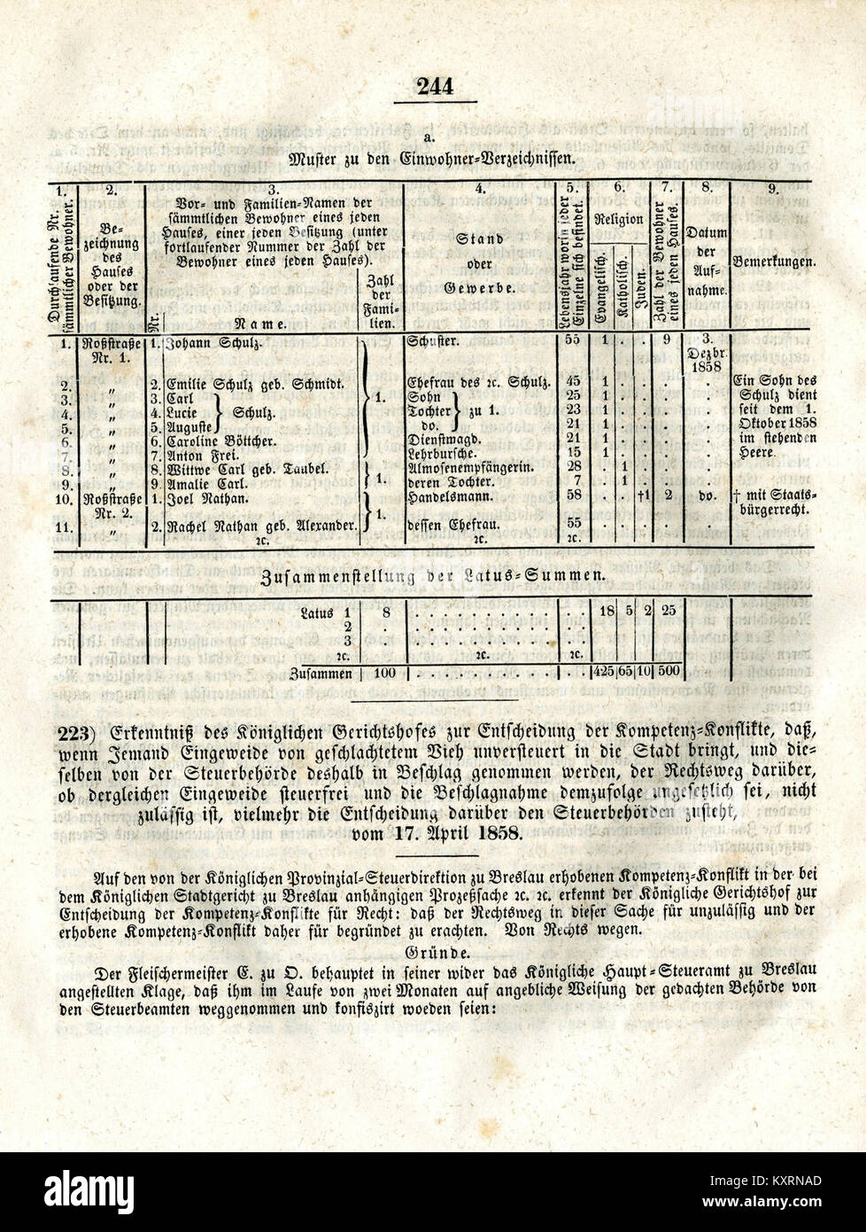 Historical census documents hi-res stock photography and images - Alamy