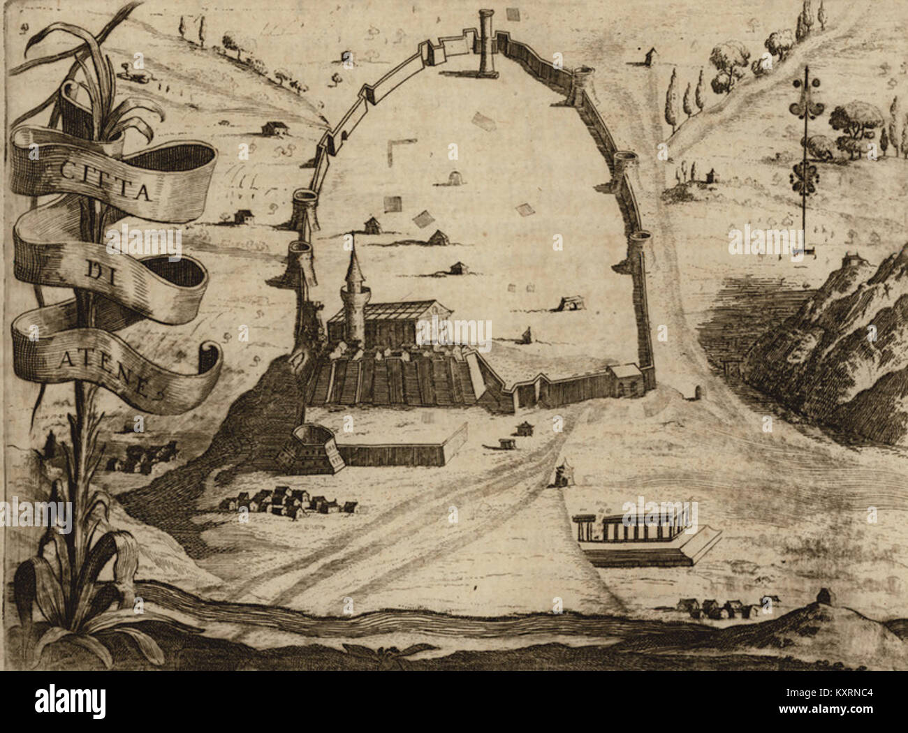 A 1687 map of Athens, created by Vincenzo Coronelli, showcasing the ...
