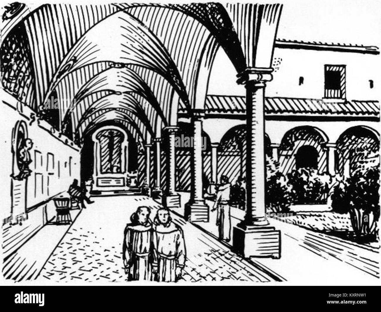 Ecclesiastical cloister structure Black and White Stock Photos & Images ...