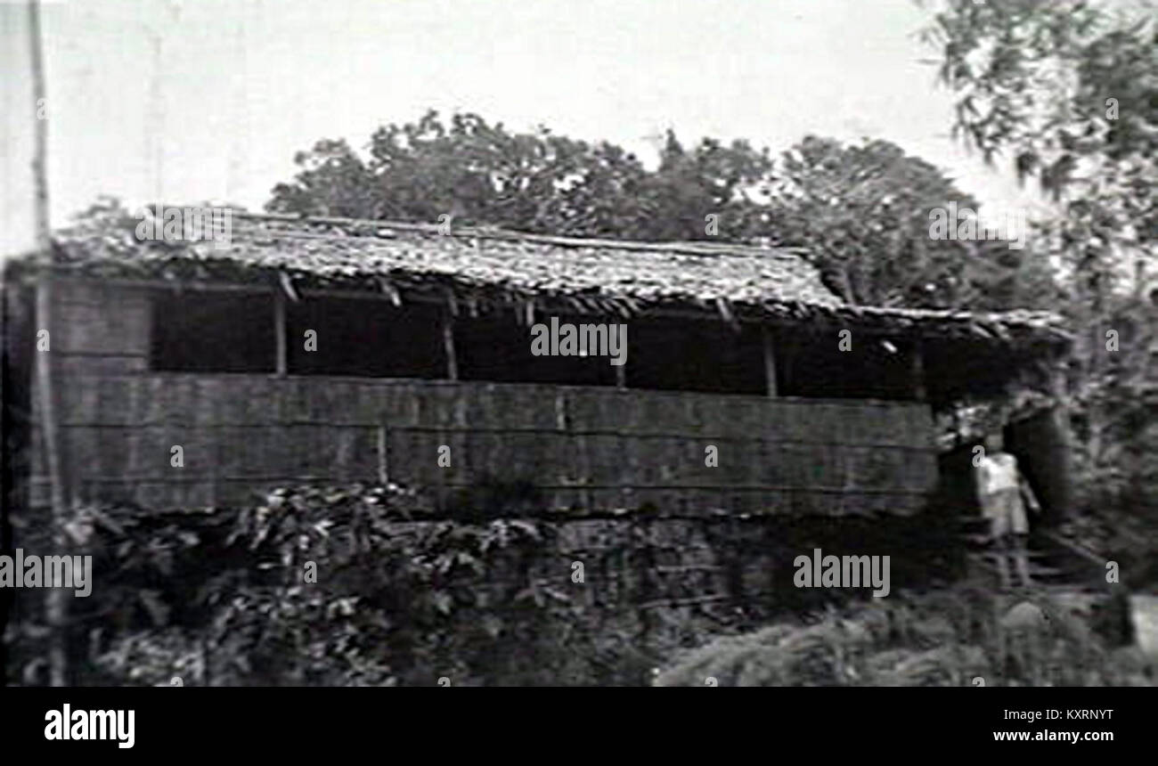 A 1941 photograph showing a Coastwatcher station on the Feni Islands ...