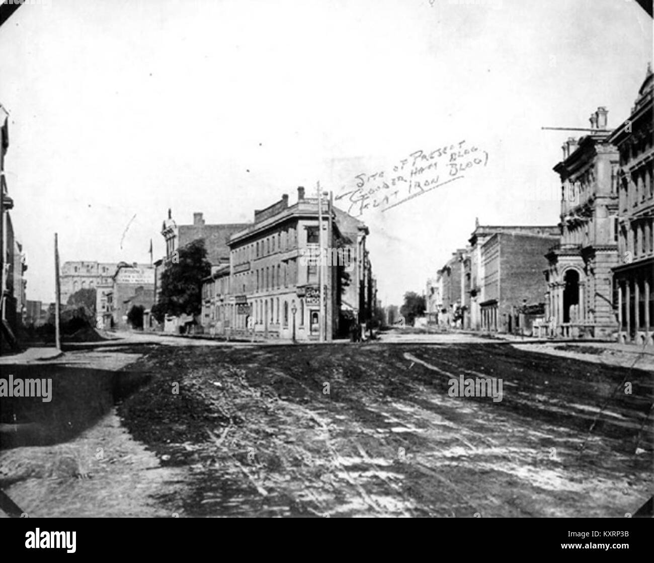 This photograph from the 1880s shows the coffin block, a significant ...