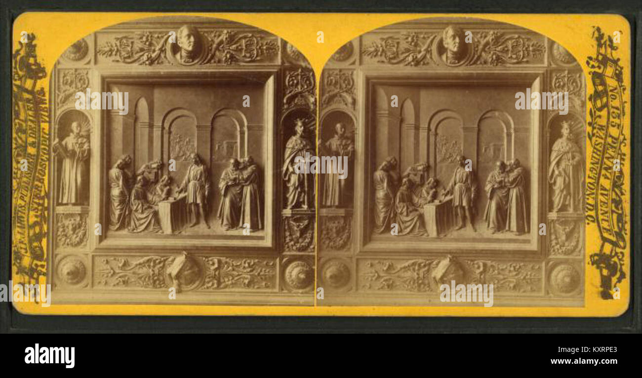 A painting by John F. Jarvis shows Christopher Columbus before the ...