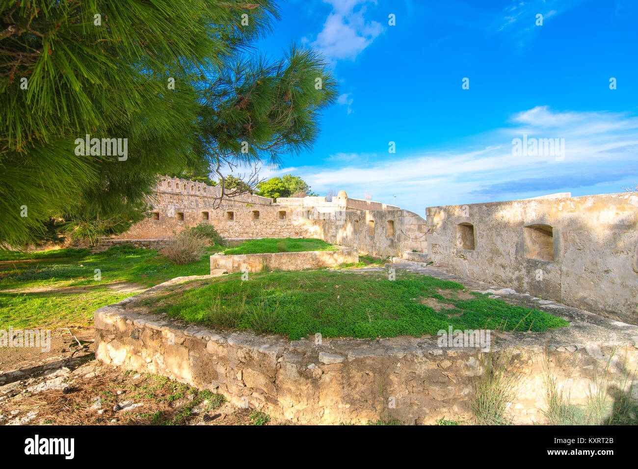 The venetian fortress of Fortezza on the hill at the old town of ...