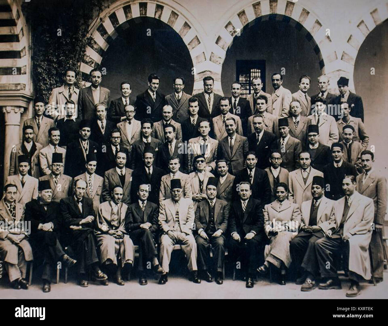 A photograph of the teaching staff of Sadiki College, Tunisia. The ...