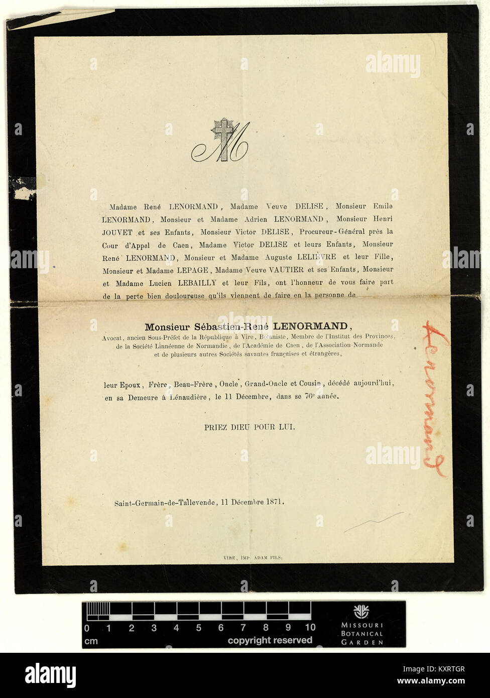 Correspondence - Lenormand (Sébastien) and Engelmann (George) (Dec 11 ...