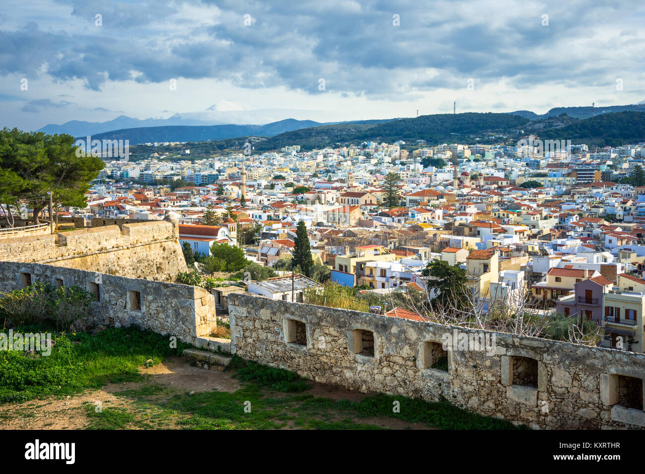 The venetian fortress of Fortezza on the hill at the old town of ...