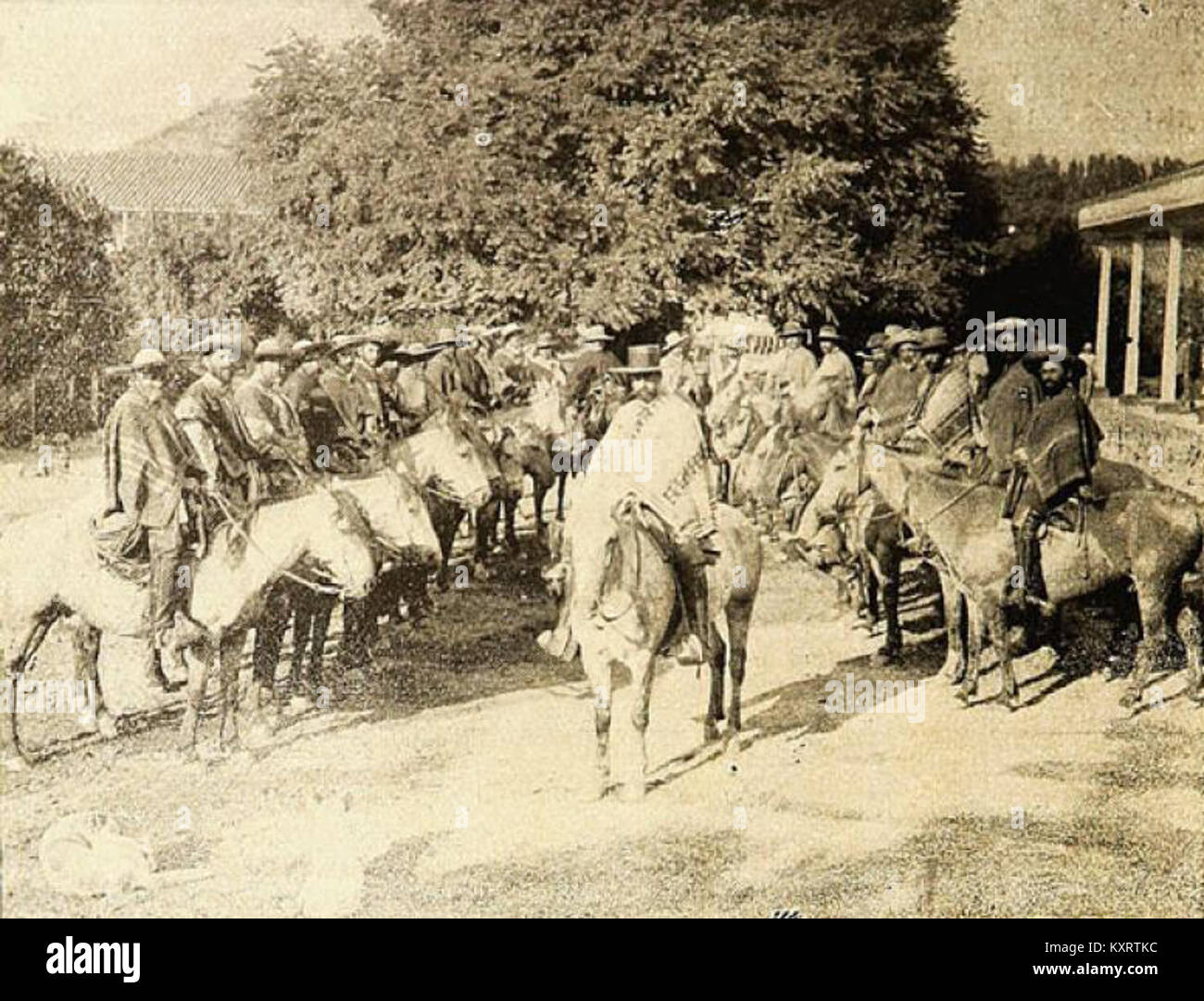 This image depicts traditional Chilean customs, showcasing the roles of ...