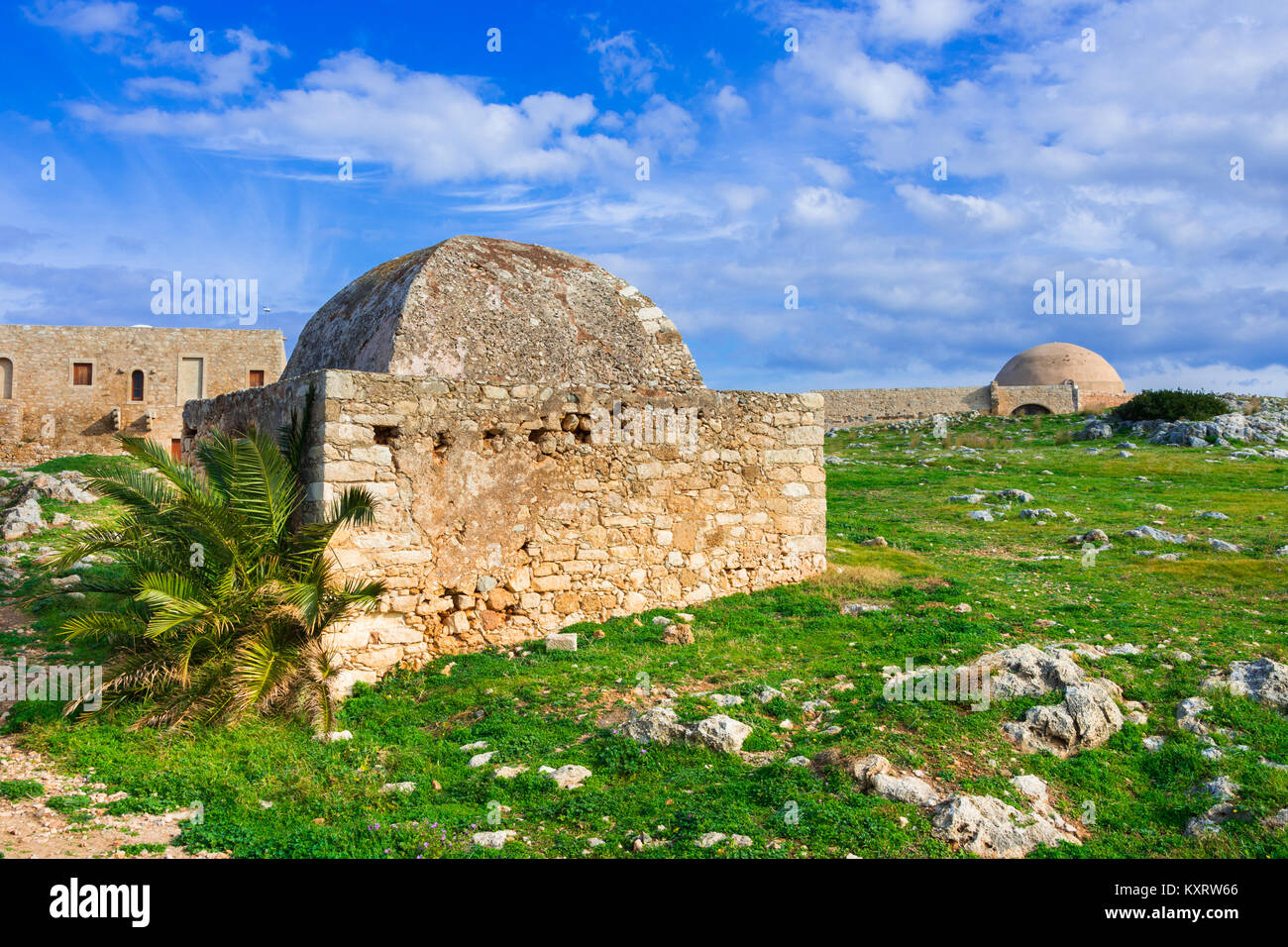 The venetian fortress of Fortezza on the hill at the old town of ...