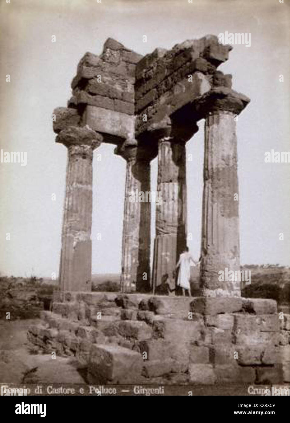 An artwork by Giovanni Crupi showing the ruins of the Temple of Castor ...