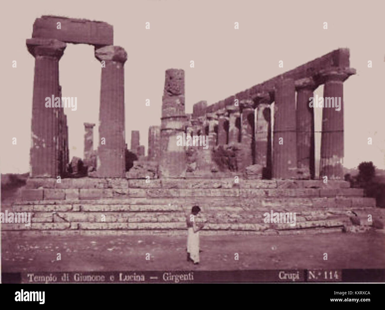 A photograph by Giovanni Crupi (1849–1925) showing the Temple of Juno ...