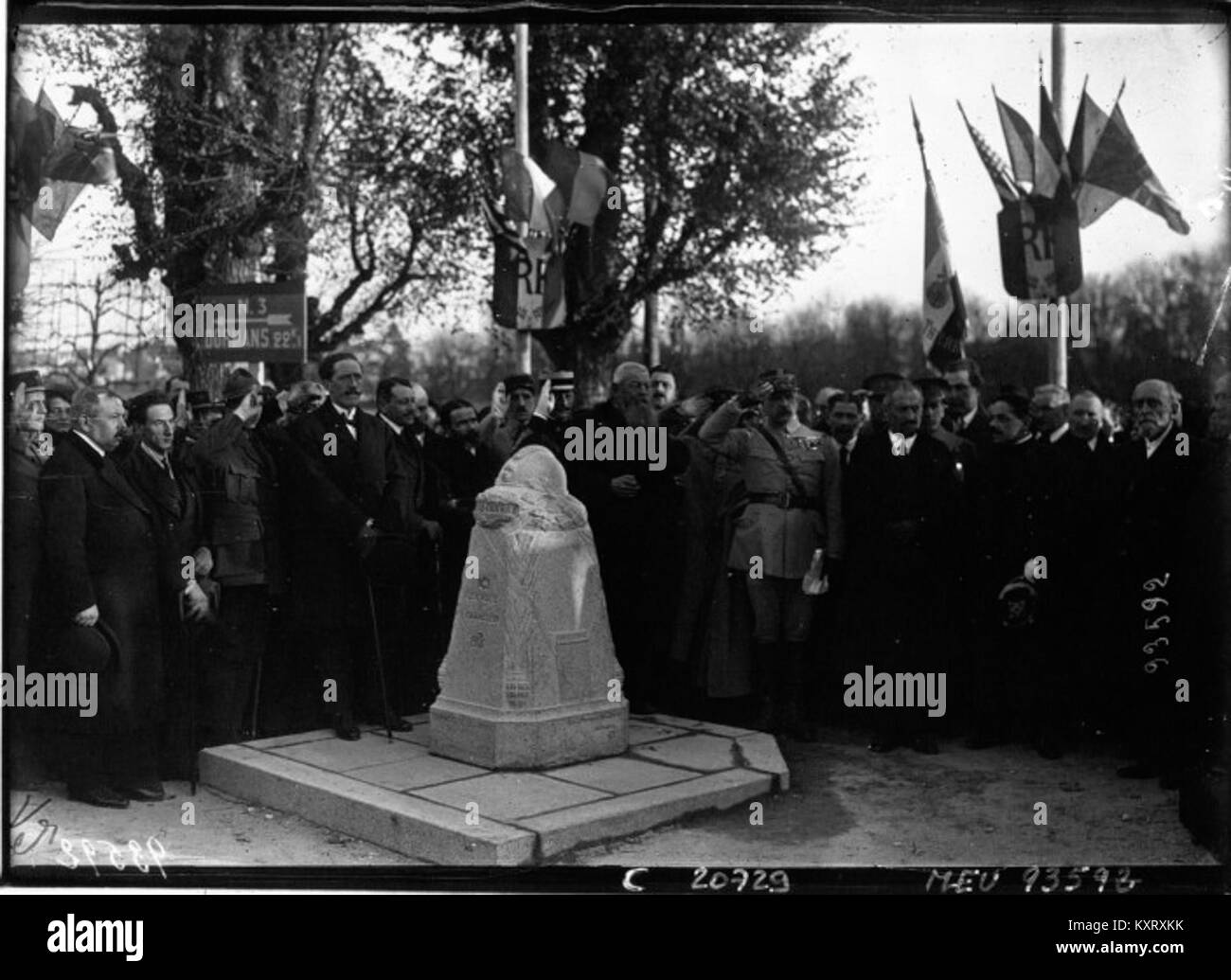 Inauguration of a marker commemorating the end of the German march ...