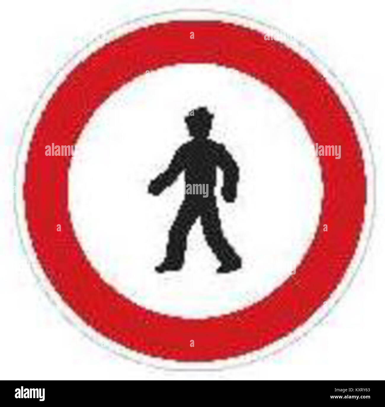 Czech traffic sign CZ-B30 indicating 'No entry for pedestrians.' It ...