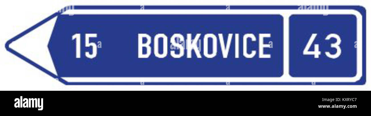 Photograph of a road sign in Smerov, Czech Republic, indicating the ...