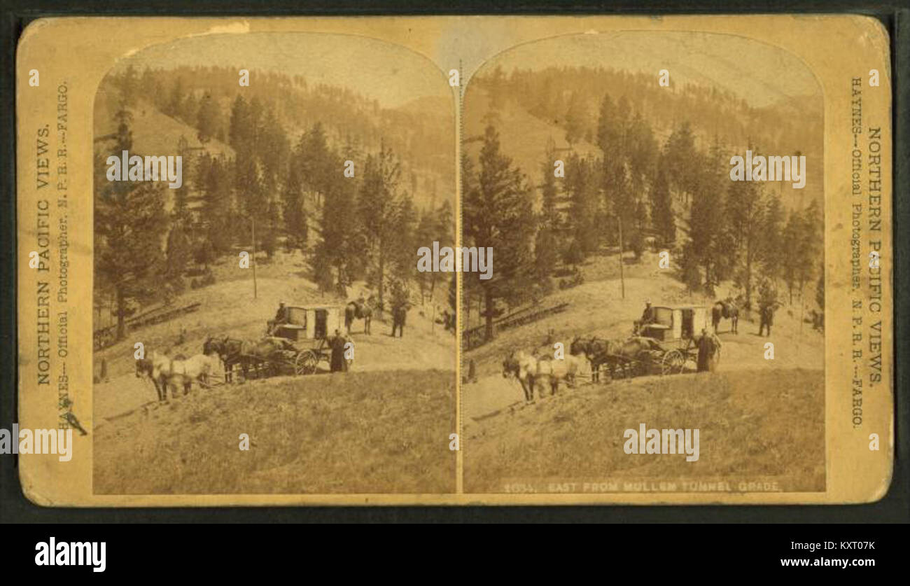 Photograph by Frank Jay Haynes depicting a stagecoach traveling east ...