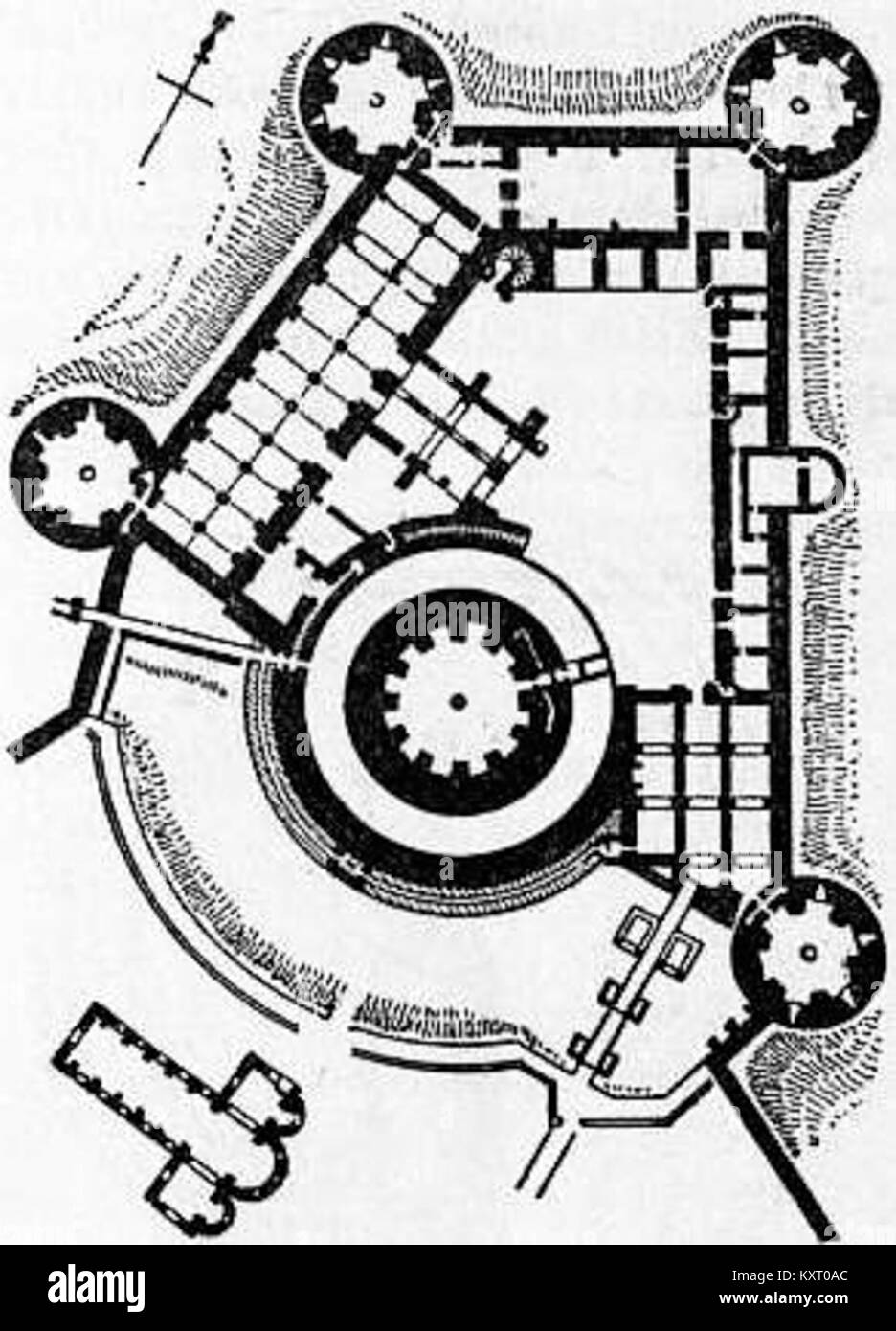 A 1911 Encyclopaedia Britannica plan of Coucy Castle showing its ...
