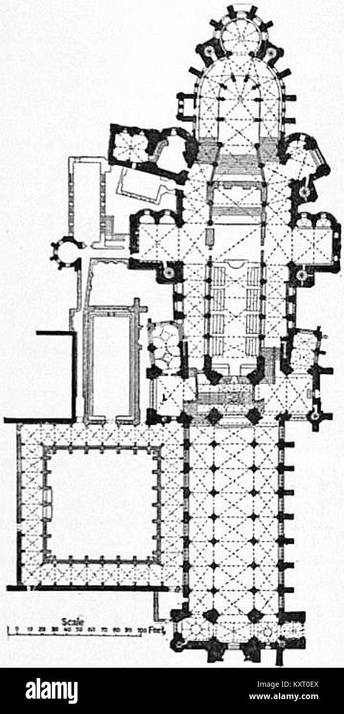 EB1911 Cathedral - Fig. 1.—Plan of Canterbury Cathedral Stock Photo - Alamy