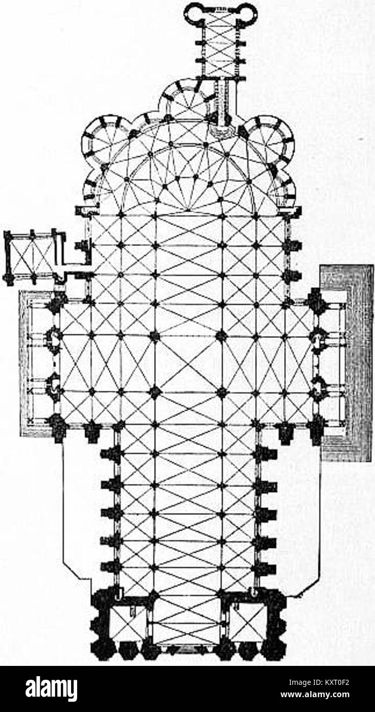 A plan diagram of Chartres Cathedral from the 1911 Encyclopædia ...