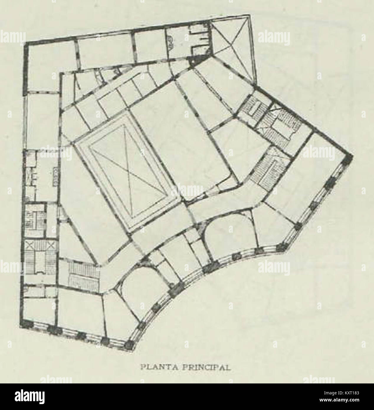 A plan of the main floor of the Banco Hispano-Americano building from ...