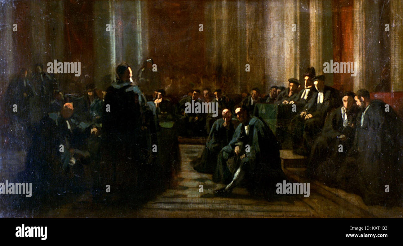 Oil painting Le Grand Sanhedrin by Édouard Moyse (1867) depicts the ...