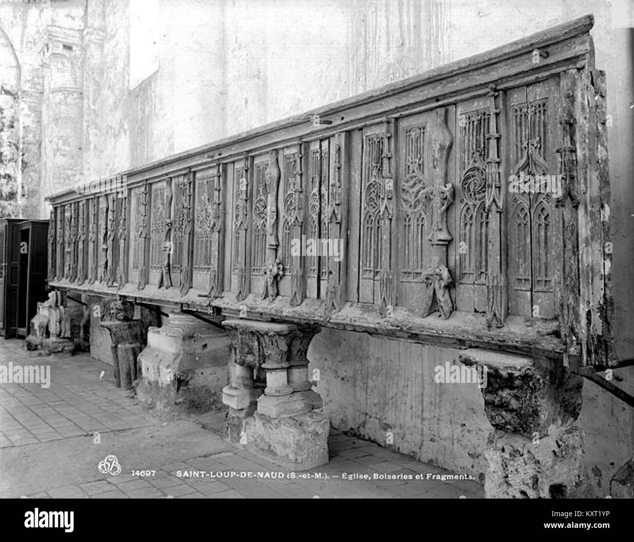 The wooden carvings and interior paneling of the church in Saint-Loup ...