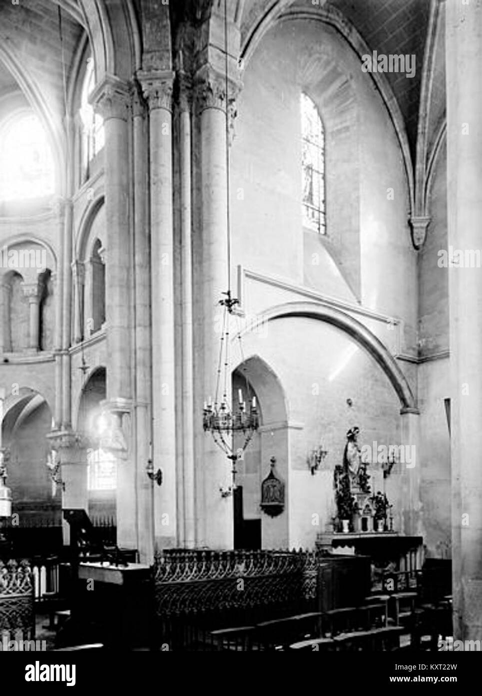The choir and cross section of the Church of Domont, France, as ...
