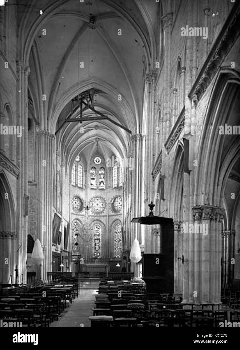 This image depicts the view of the nave from the entrance of the church ...
