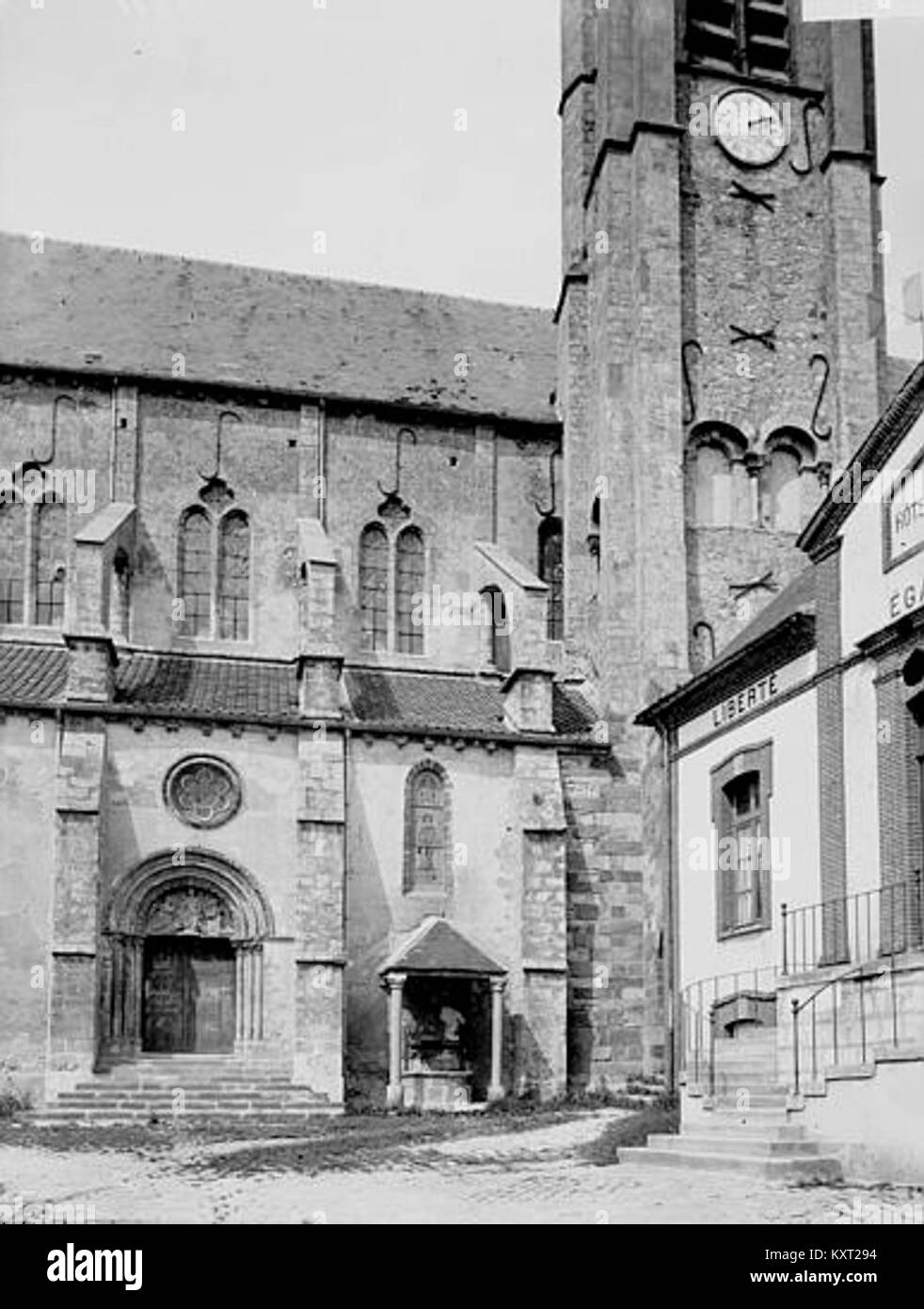 Photograph of the lateral section and bell tower of the church in ...