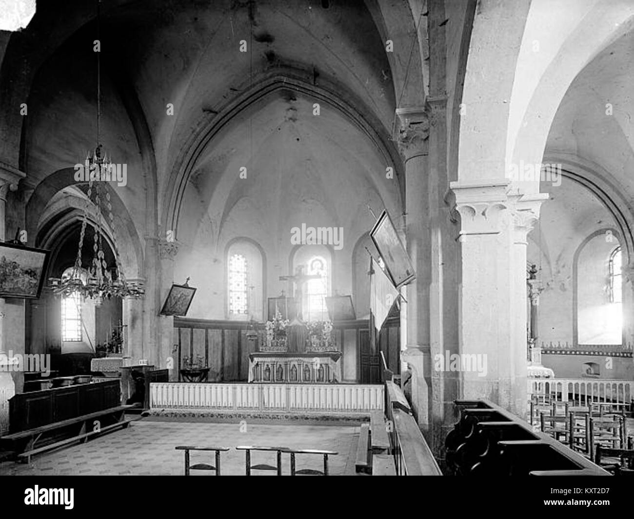 Photograph of the interior view of the choir in the Church of Bransles ...
