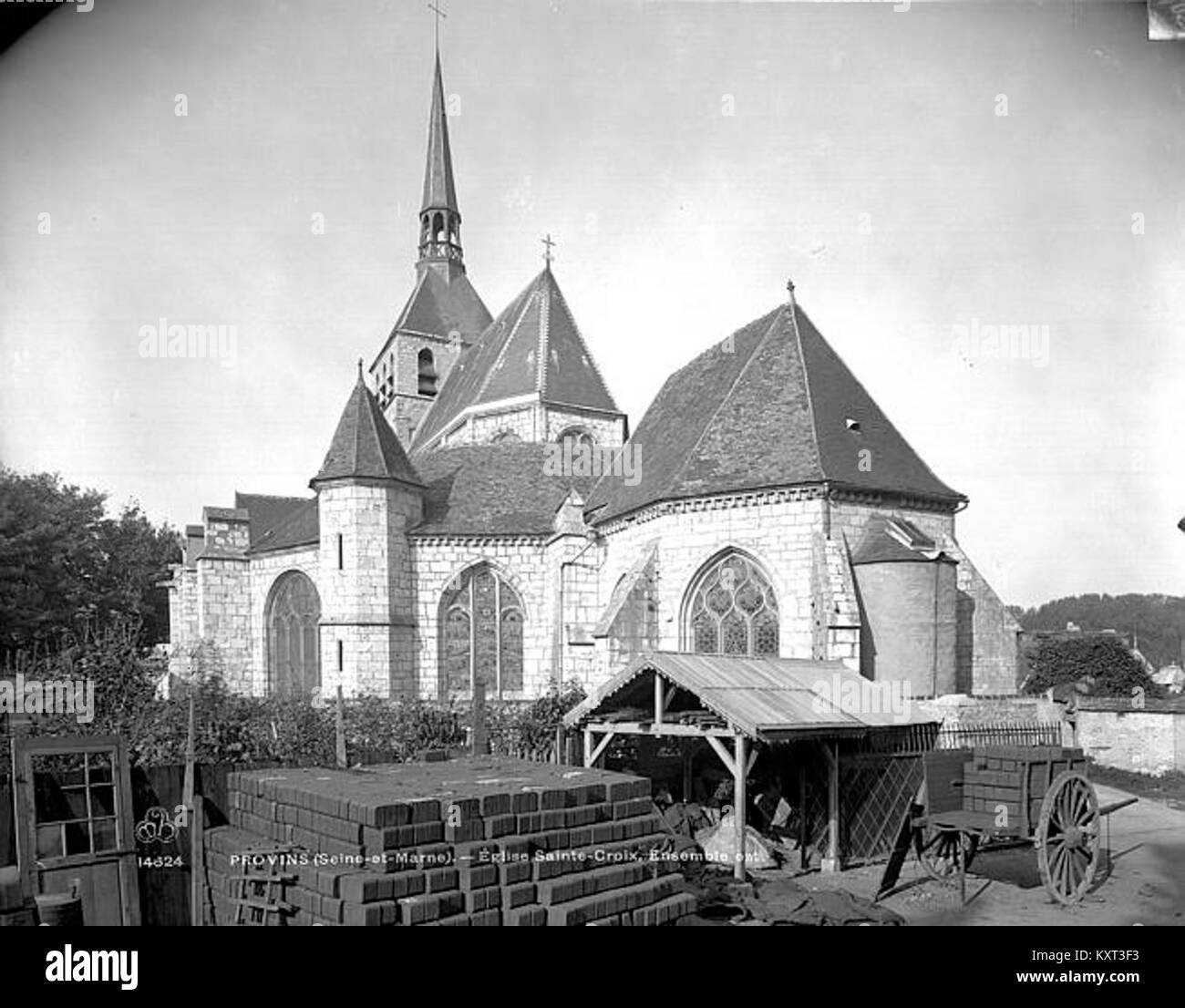 South-east view of Église Sainte-Croix in Provins showing the nave ...
