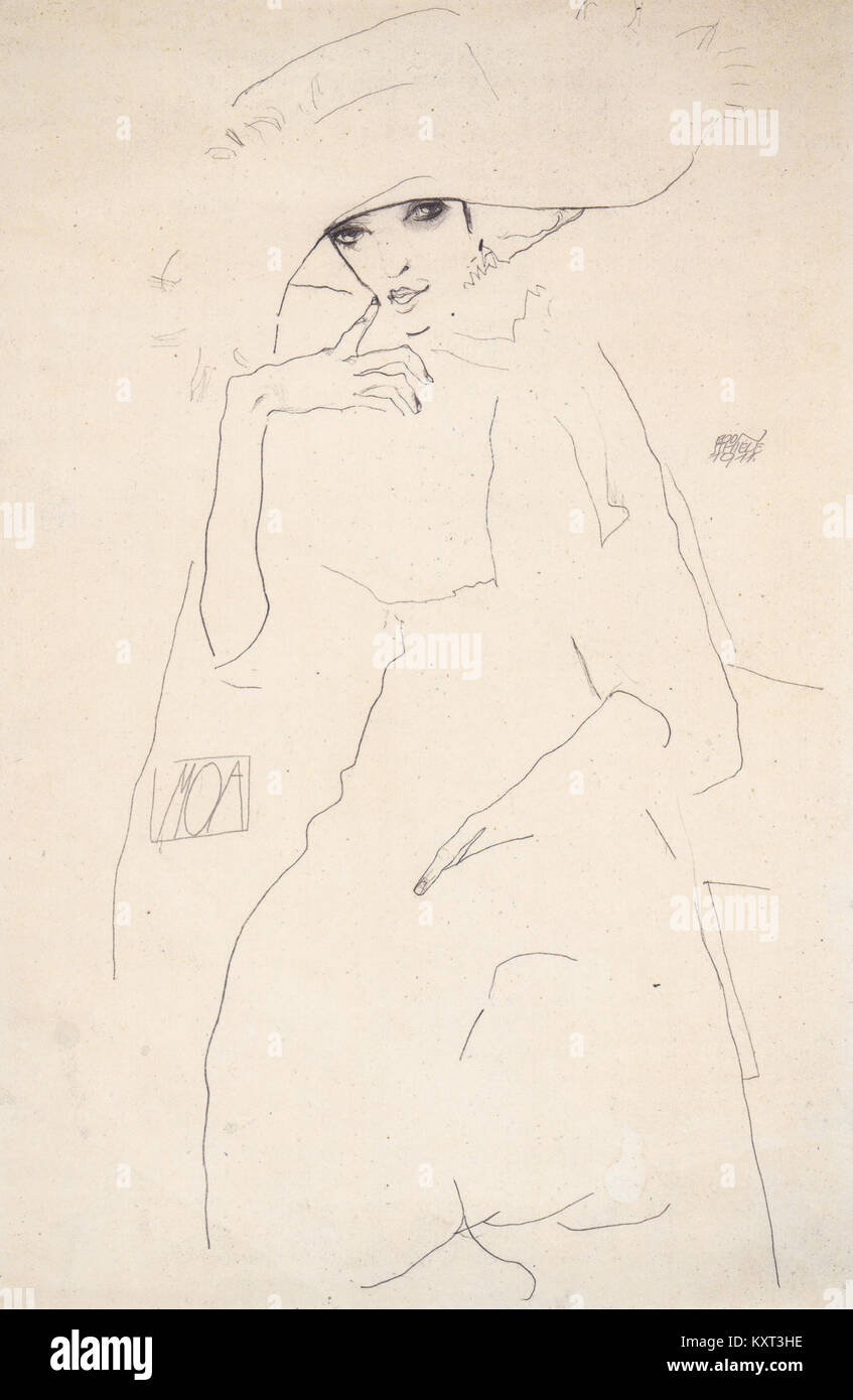 A portrait by Egon Schiele titled 'Bildnis der Tänzerin Moa' (Portrait ...