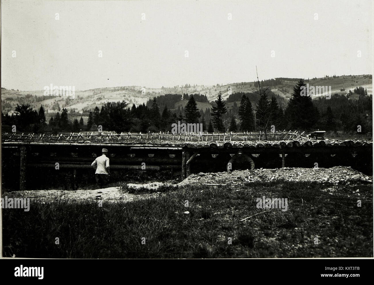 A historical photograph showing German defensive shooting positions ...