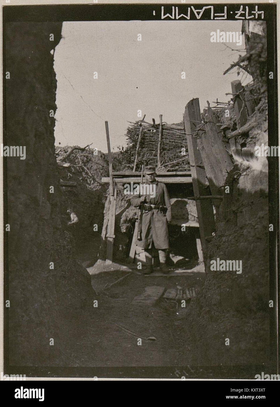 The entrance to the trench at Podgora-Süd, photographed during wartime ...