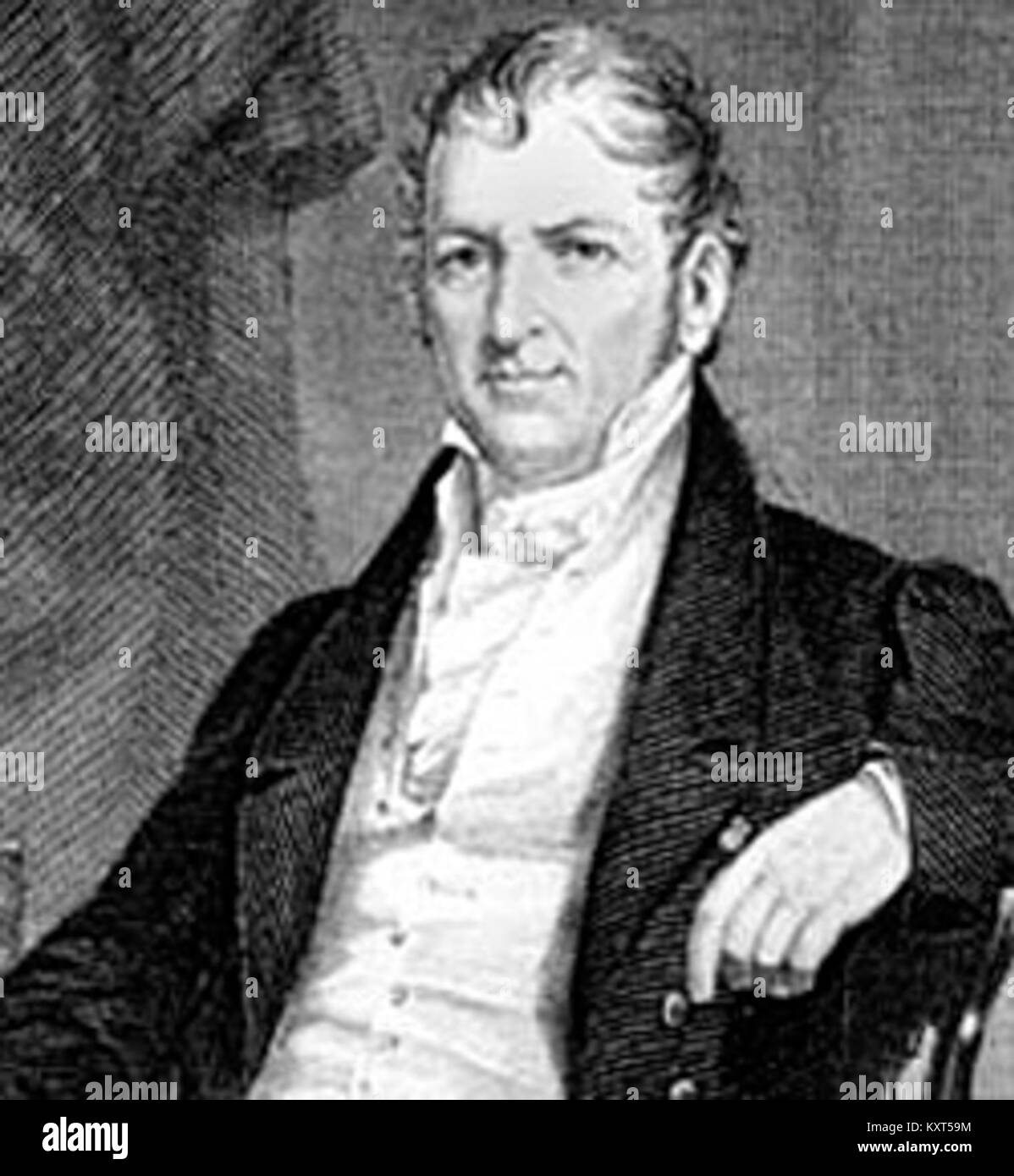 A fragment of a portrait of Eli Whitney, an inventor known for his ...