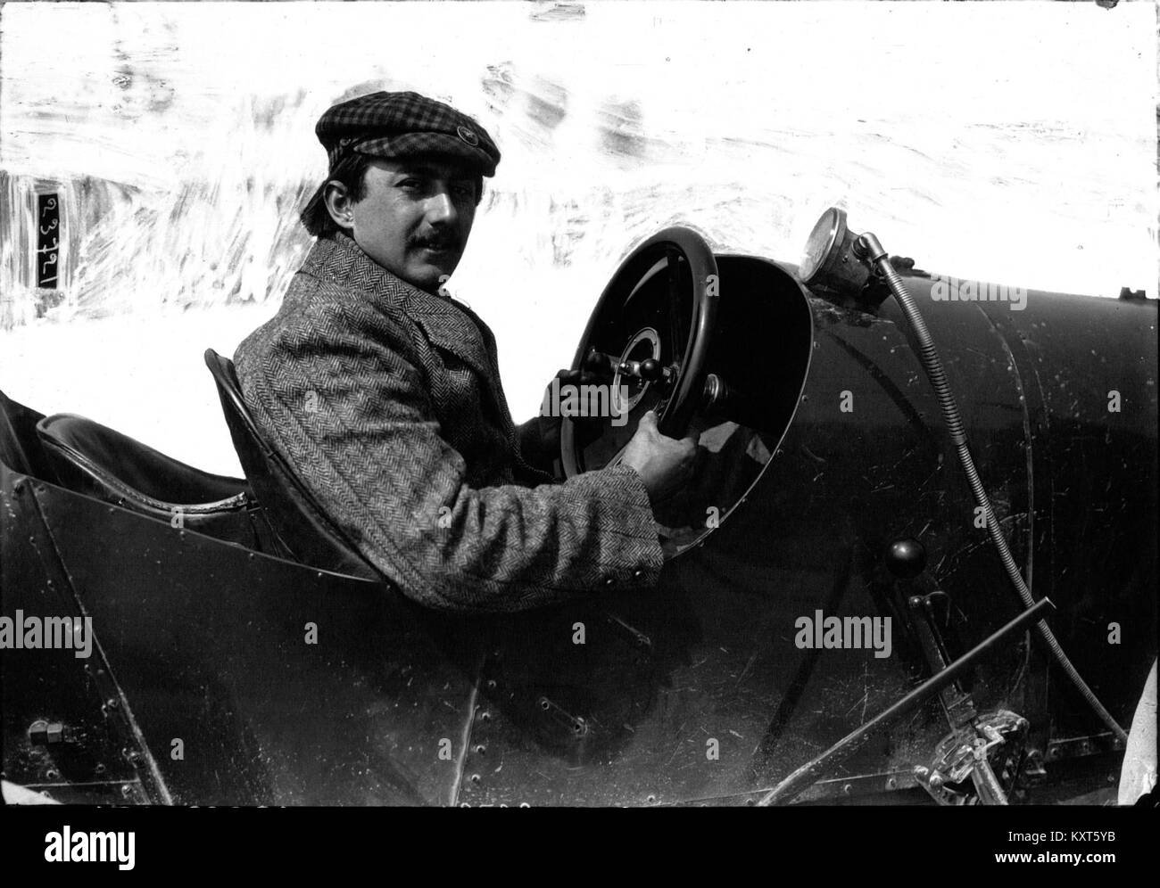 Emile Médinger in his Sunbeam at the 1912 French Grand Prix at Dieppe ...