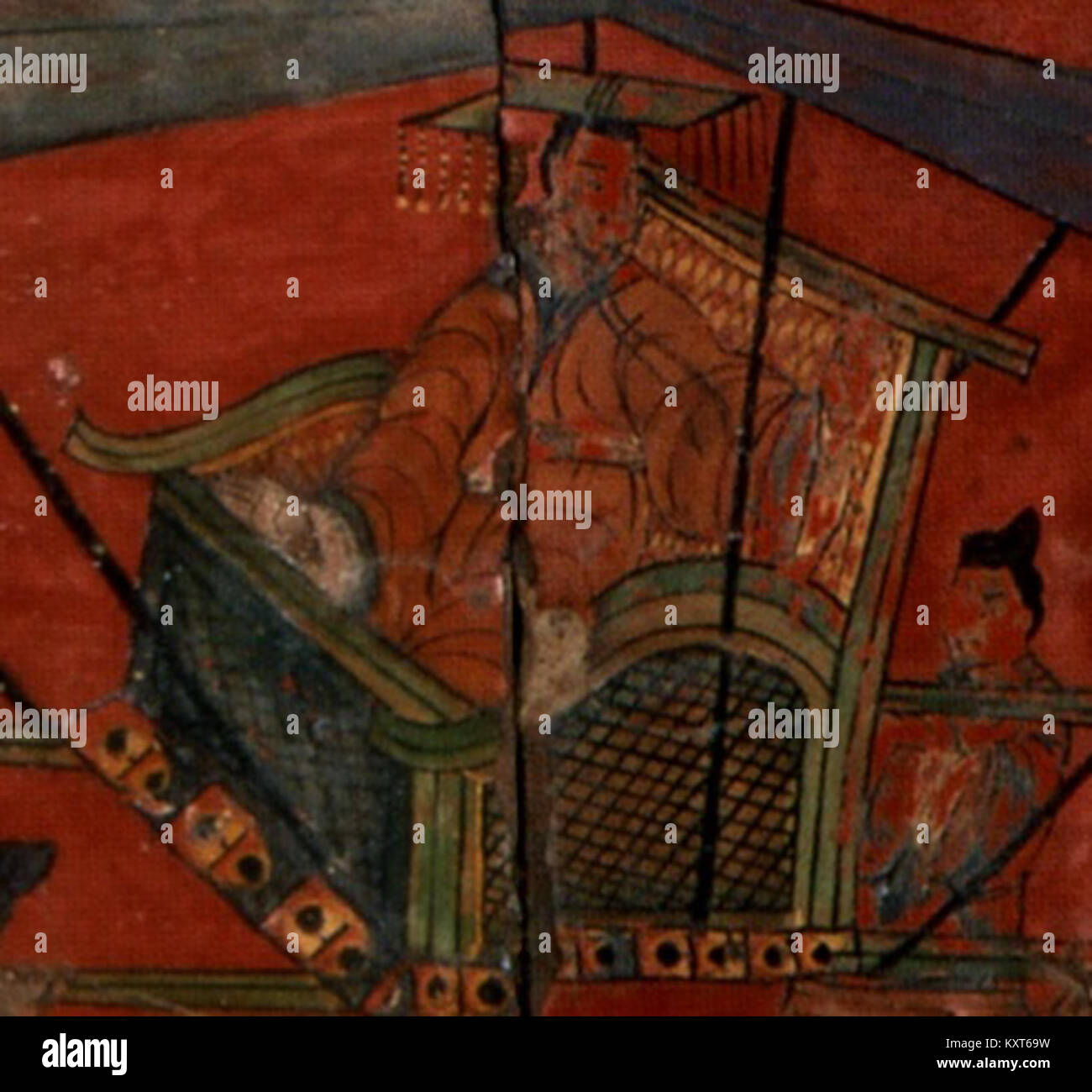 A painted screen depicting Emperor Cheng of Han, an important ruler ...