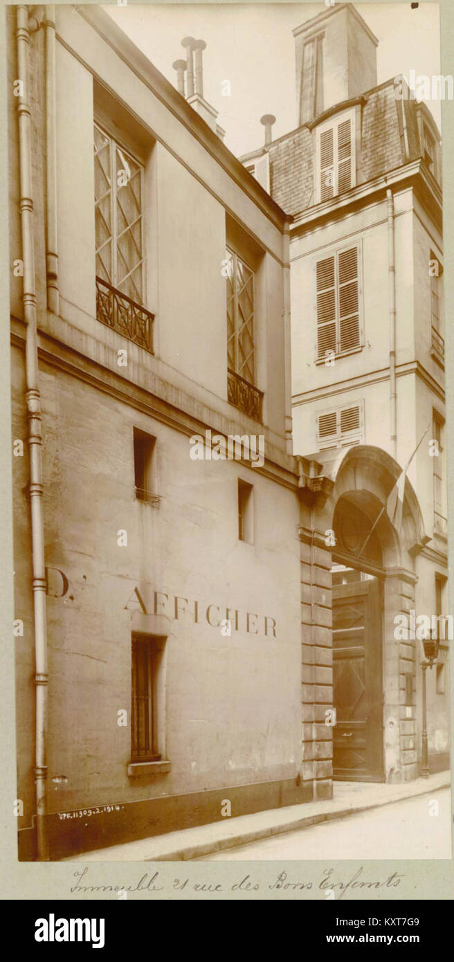 Photograph showing the entrance on Rue des Bons Enfants in Paris ...