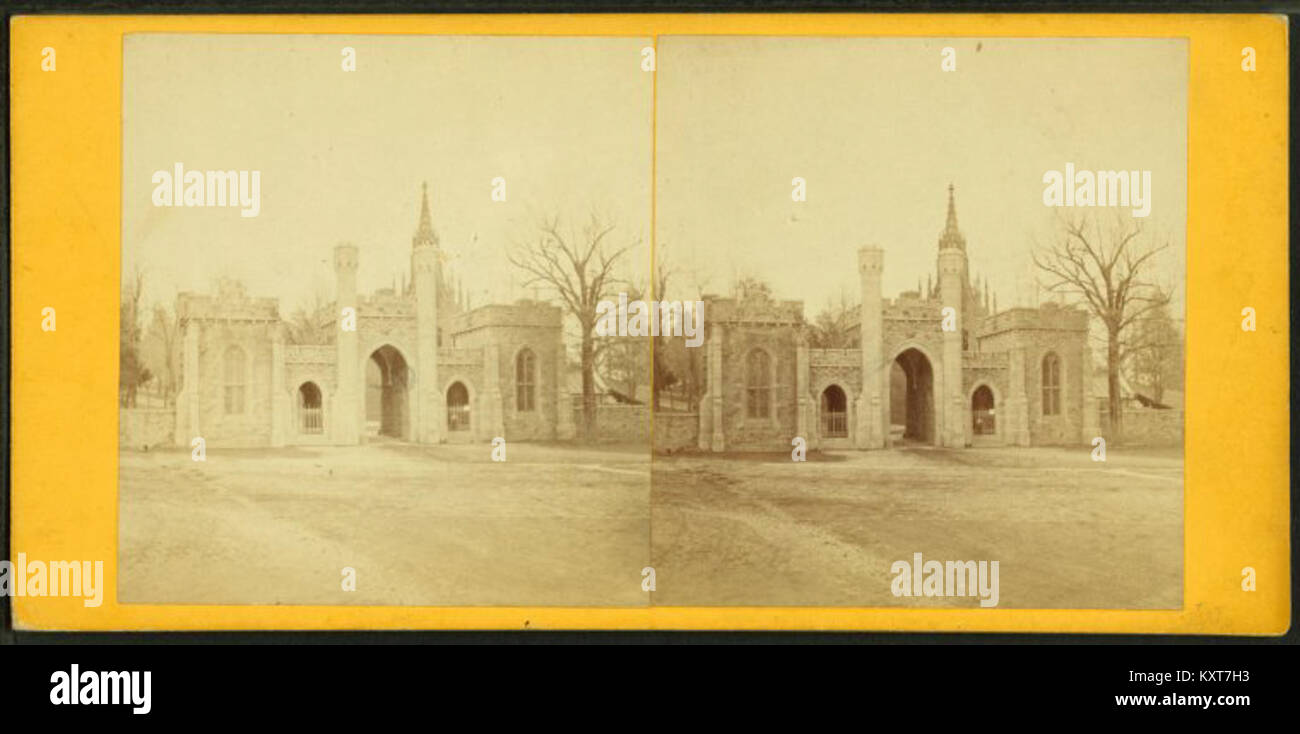 Stereoscopic image showing the entrance to Greenmount Cemetery in ...