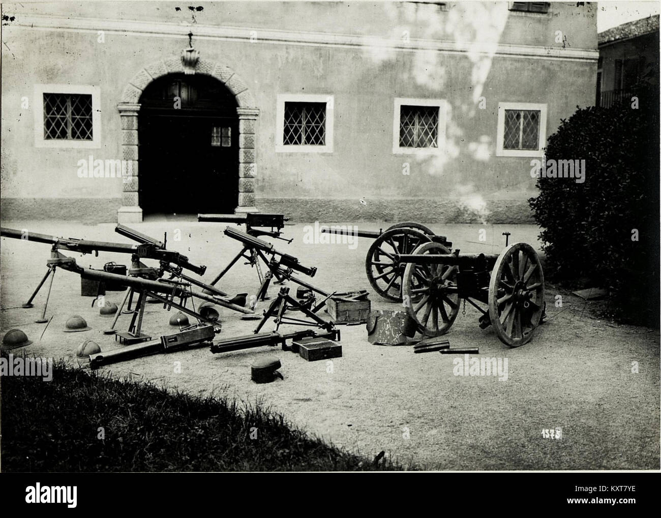 A photograph showing captured weapons from the battles on May 15, 1916, during World War I ...