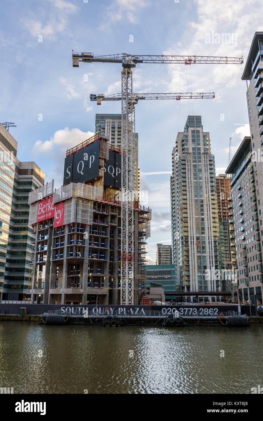 Construction in Isle of Dogs London. South Quay Plaza project, new ...