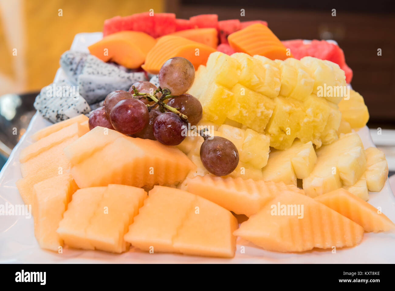 Mix fresh fruit on the table, Healthy eating and dieting food Stock ...