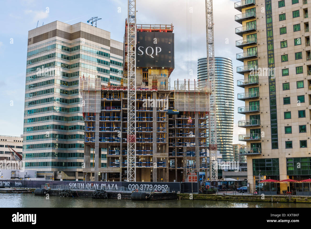 Construction in Isle of Dogs London. South Quay Plaza project, new ...