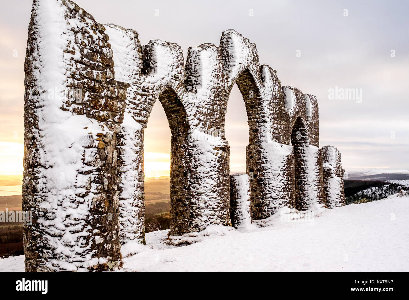 Fyrish Stones Monument in Northern Scotland Stock Photo - Alamy