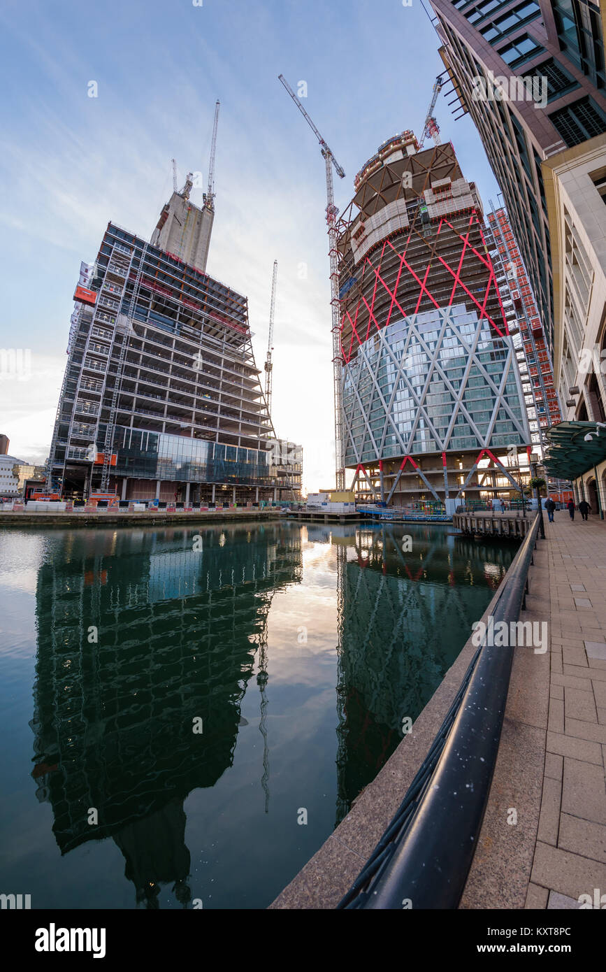 Construction in Isle of Dogs London. Newfoundland Quay project, a 60 ...