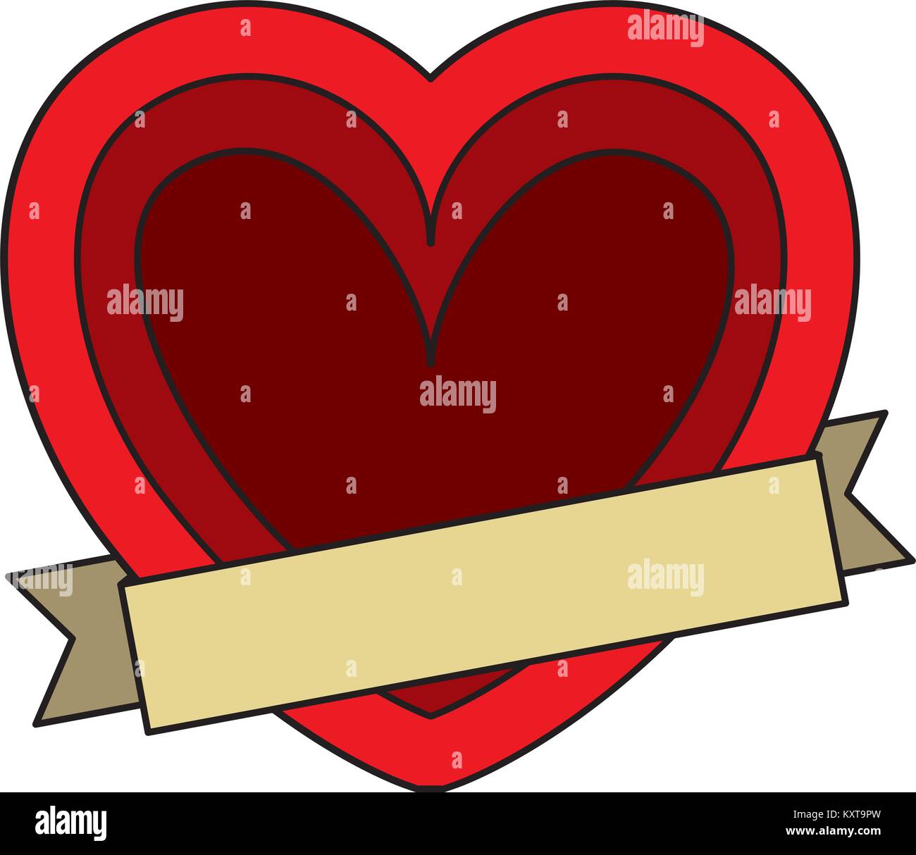 heart love with ribbon decorative Stock Vector Image & Art - Alamy